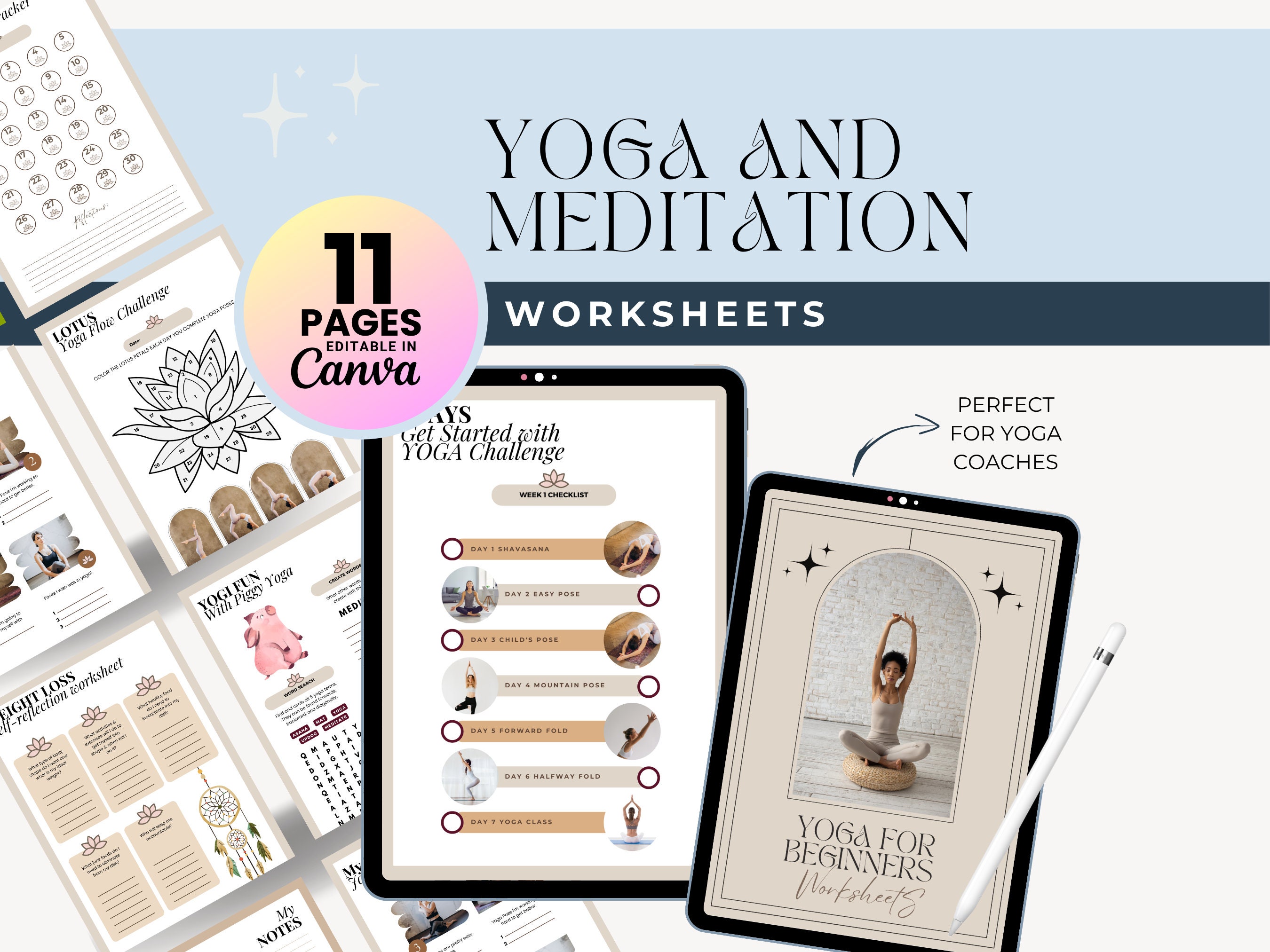 PLR Yoga Worksheet, Brandable, Printable Workbook, Coaching Program ...