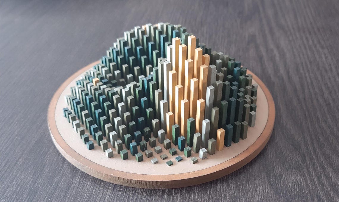Pixel Art 3D Wooden Sculpture, Laser Cut Sculpture, Parametric Paper ...