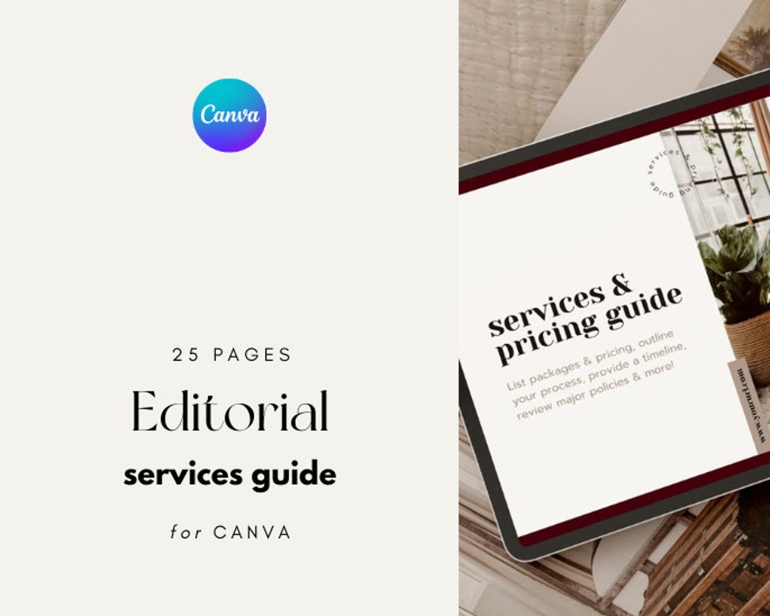 Editorial Services & Pricing Guide Canva Template Business Template - Etsy