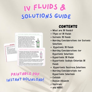 IV Fluids & Solutions Guide Pharmacology Cheat Sheet Pharmacy School ...