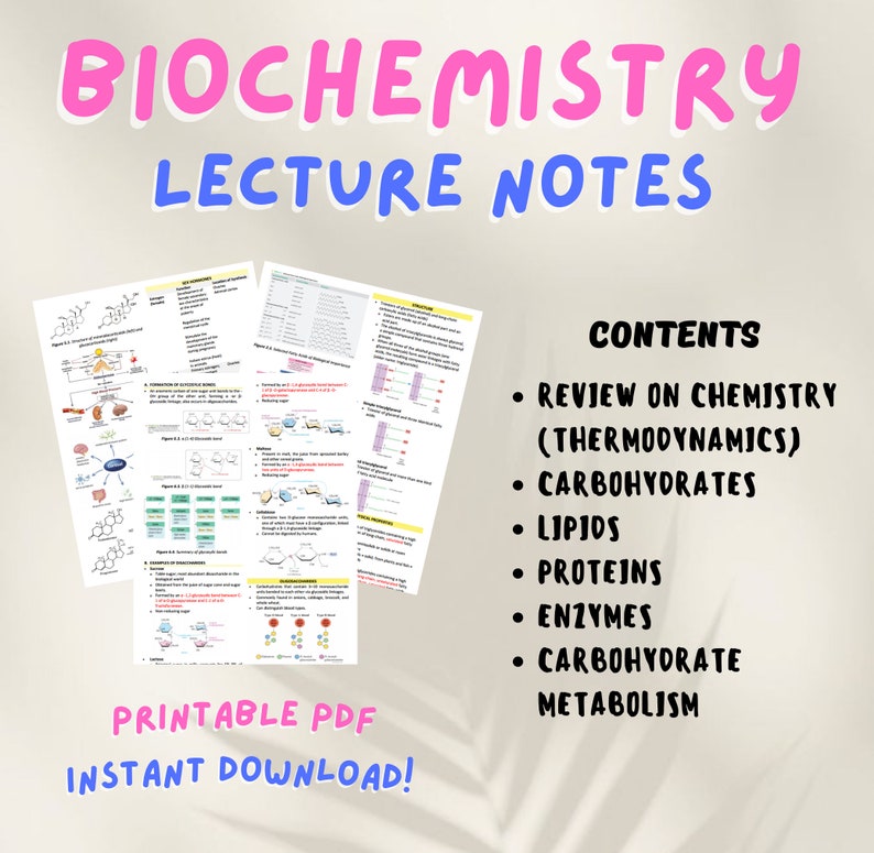 Biochemistry Lecture Notes: Medical Technology Study Guide (digital ...