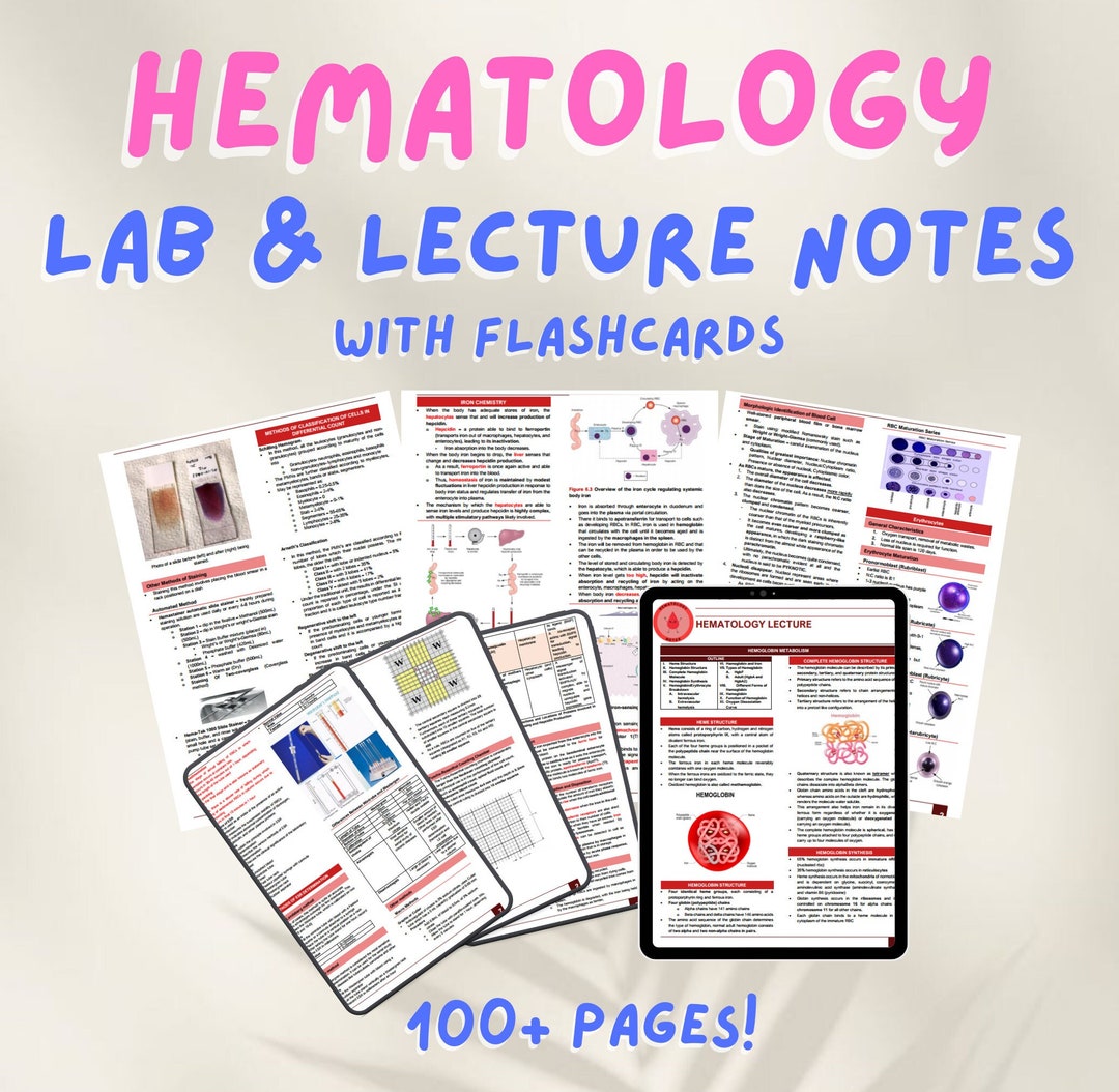 Hematology 1 Lab & Lecture Notes With Flashcards | Medtech Study Guide ...