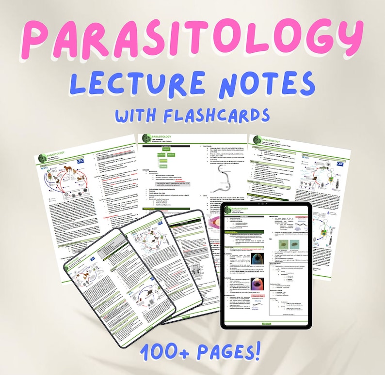 Parasitology Lecture Notes & Flashcards: Medtech Study Guide (printable ...