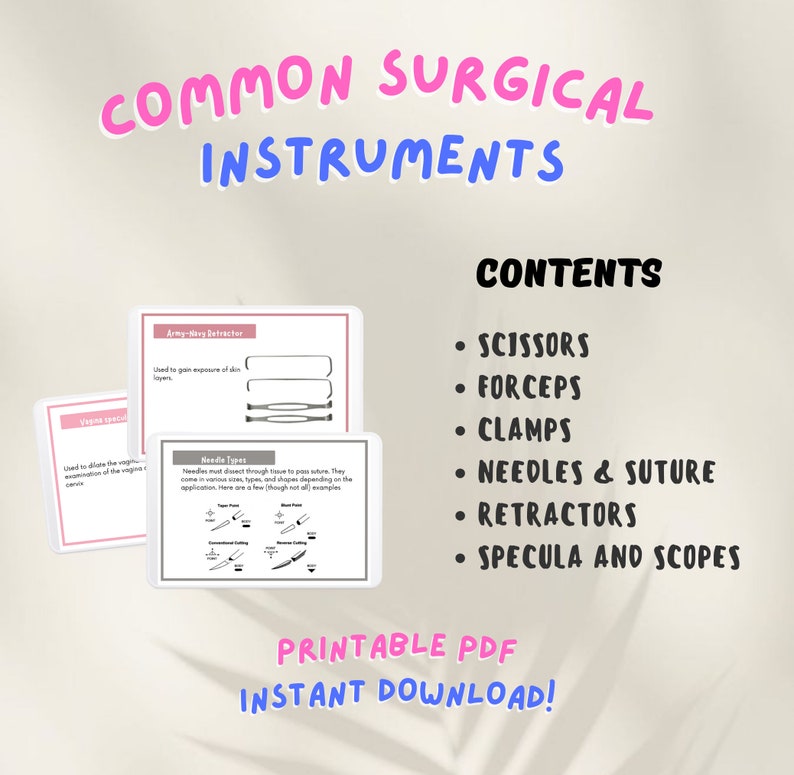Common Surgical Instruments Flashcards: Medical Nursing Study Guide ...