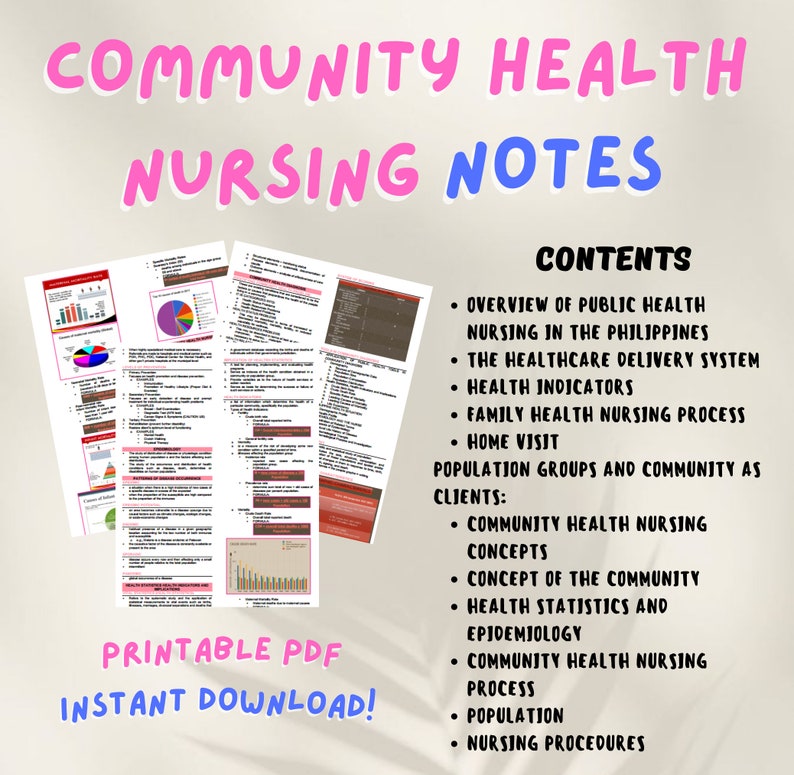 Community Health Nursing Notes | Study Guide for Nursing & Med Students ...