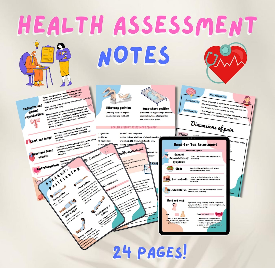 Health Assessment Notes: Nursing Notes Study Guide NCLEX (digital ...