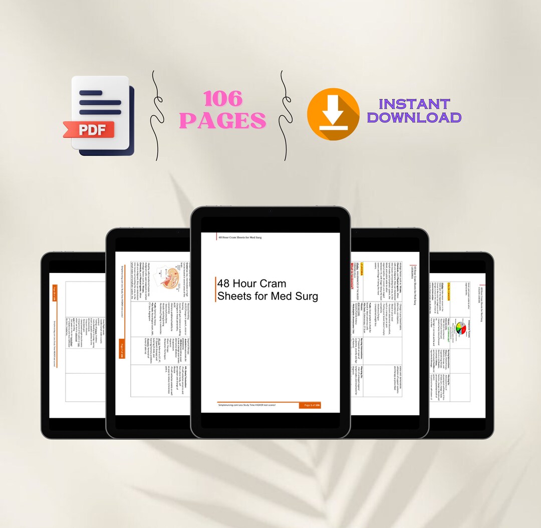 Med-surg Nursing Cram Sheets | NCLEX Study Guide for Nursing & Med ...
