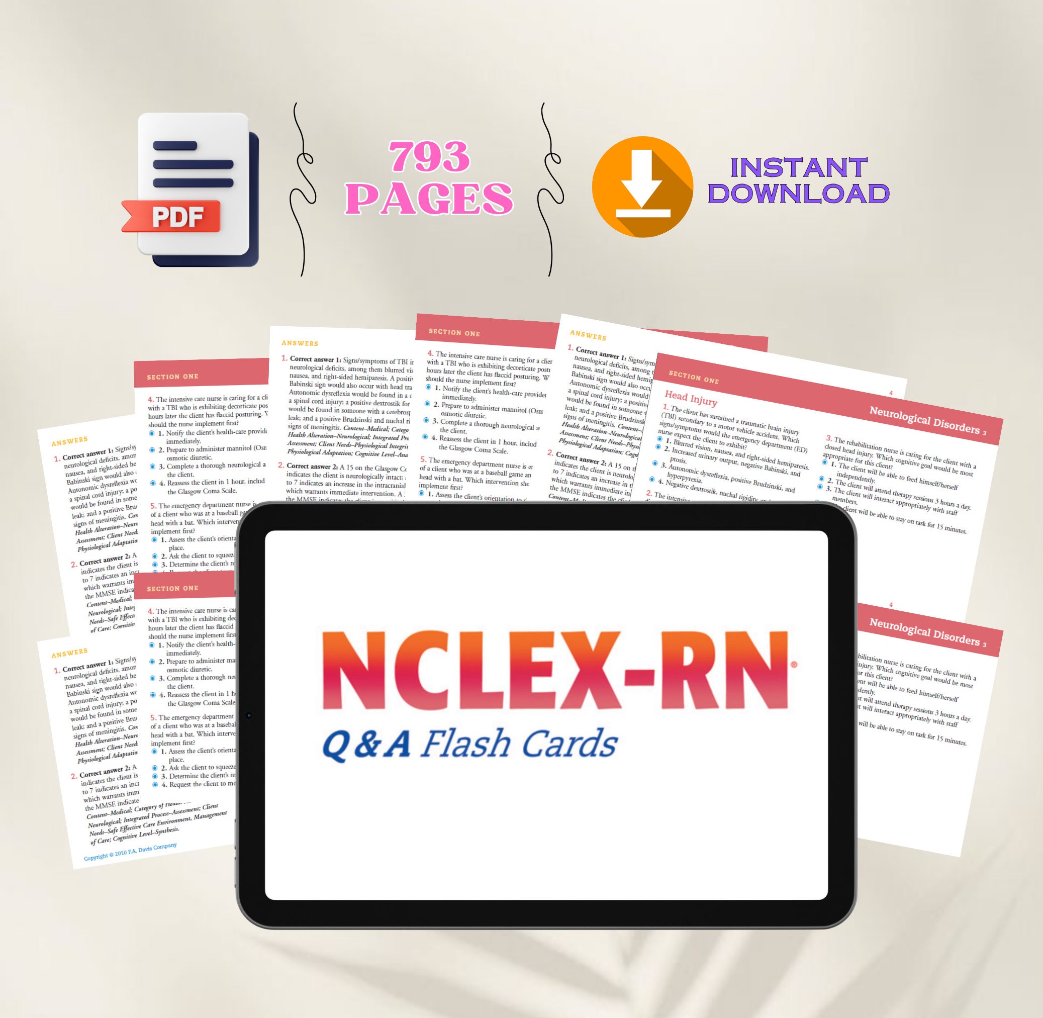 NCLEX-RN Q&A Flashcards Printable Nursing Essentials NCLEX Study Guide ...