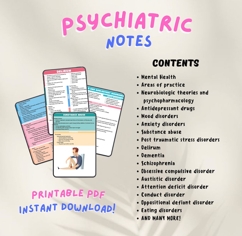 Psychiatric-mental Health Notes: Disorders, Psychopharmacology (digital ...