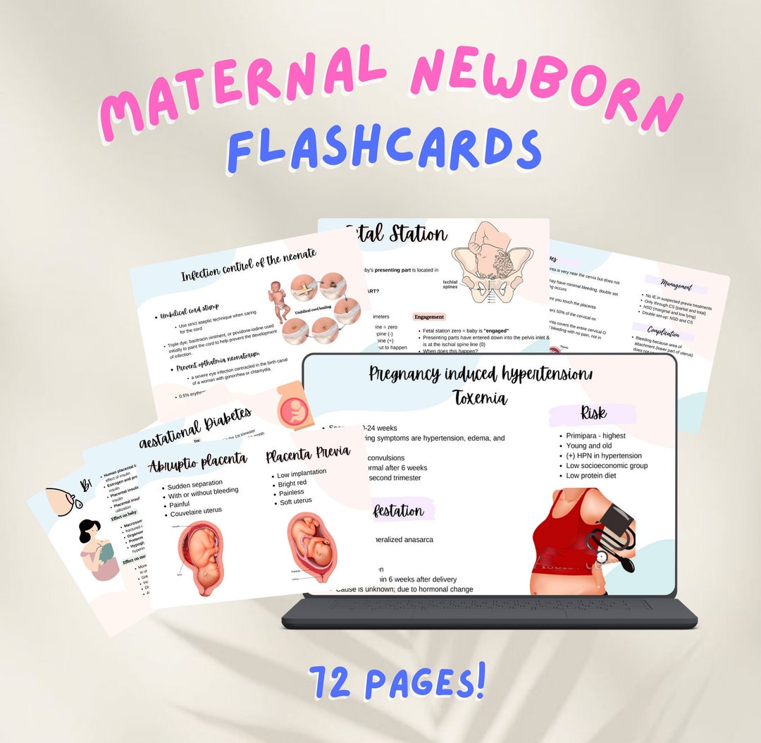 Maternal Newborn Printable Flashcards OB & Maternity Mother Baby Nurse ...