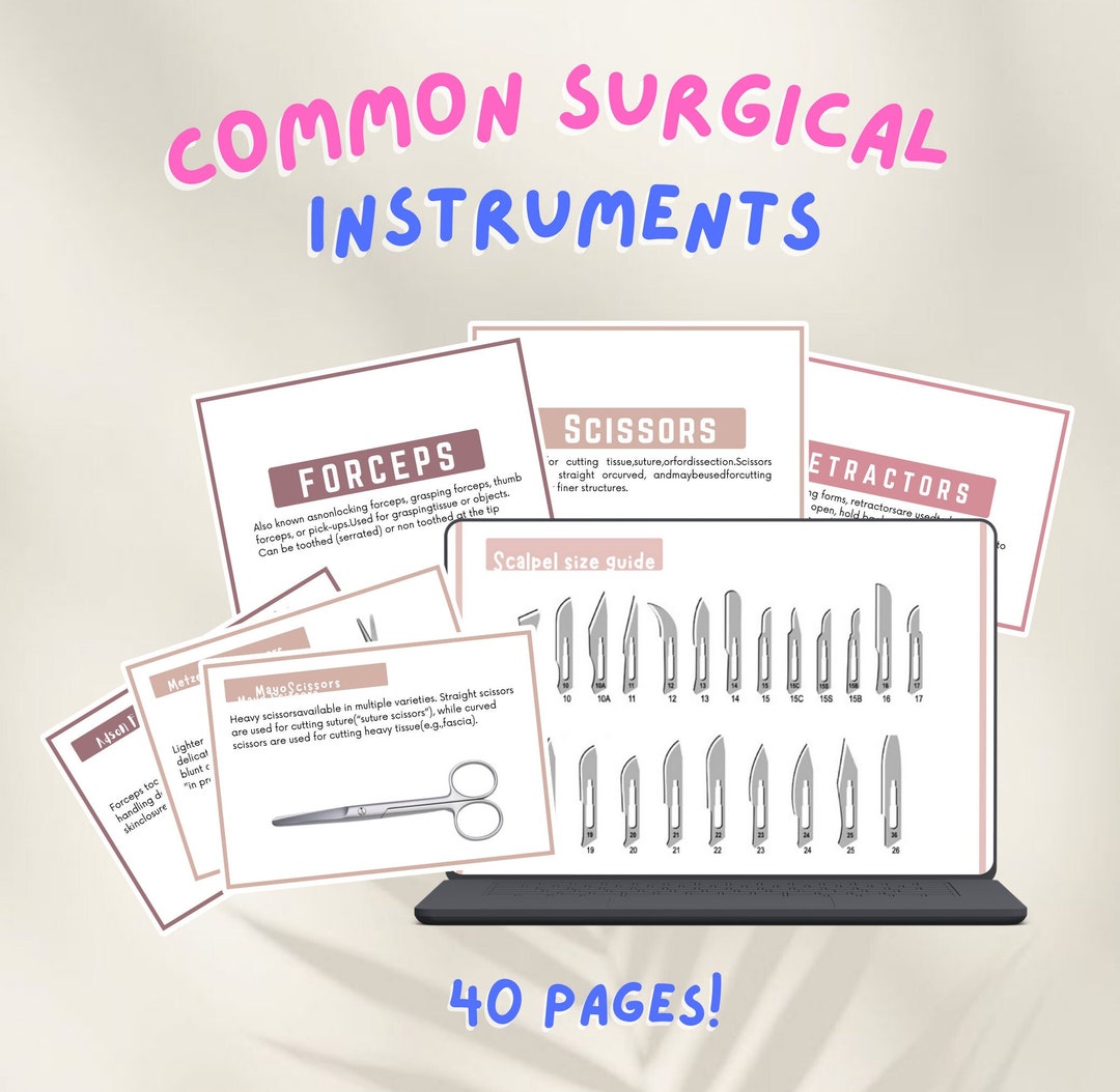 Common Surgical Instruments Printable Flashcards Medical Equipment Surgery Instruments Nursing ...