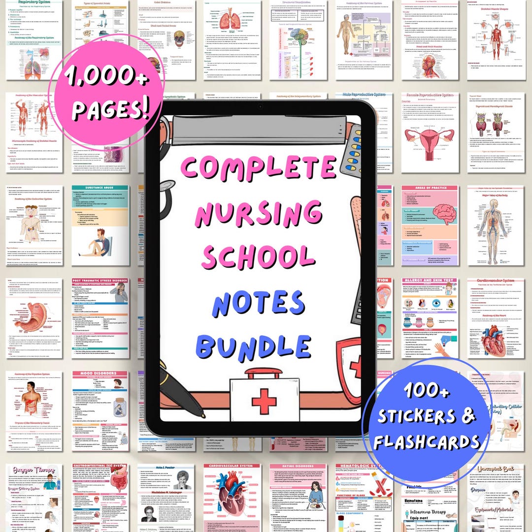 Nursing School Notes Bundle | 1000+ Pages Study Guide for Nursing & Med ...