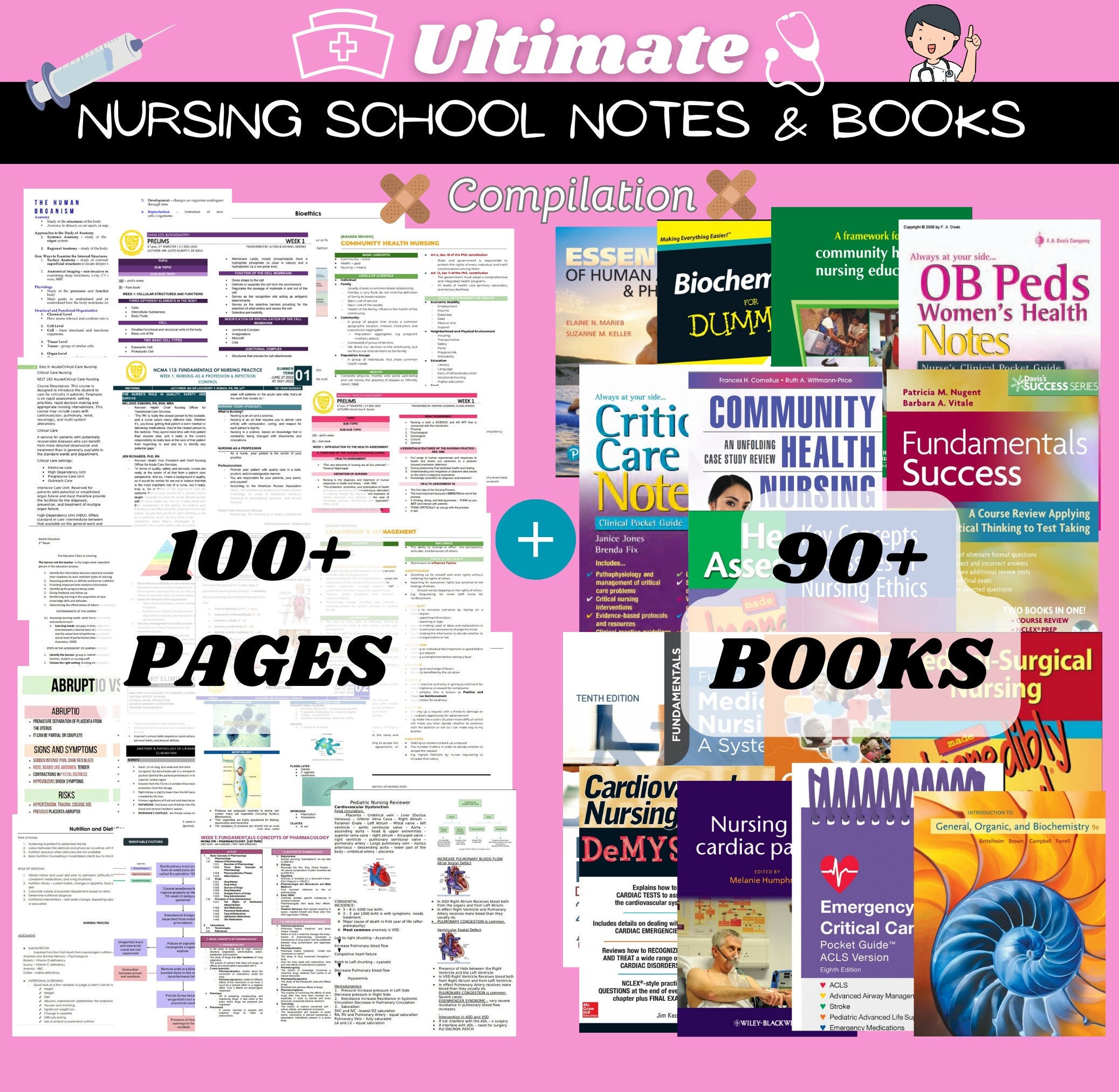 Ultimate Nursing School Notes & Book Compilation Bundle Study Guide ...