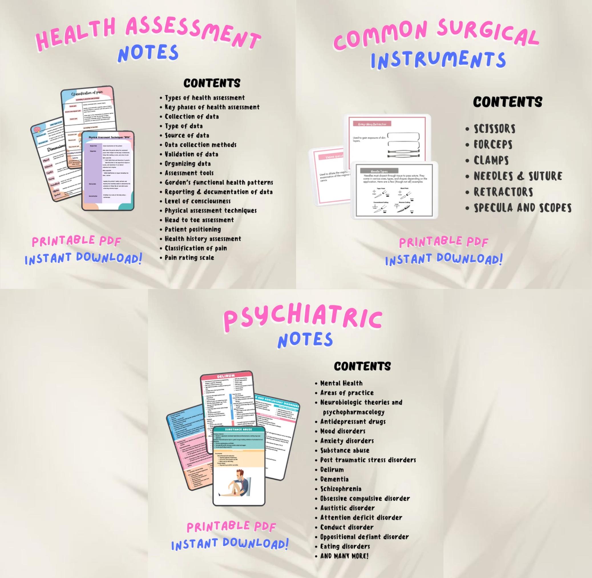 Nursing School Notes Bundle: 1000+ Pages Study Guide (digital Download ...