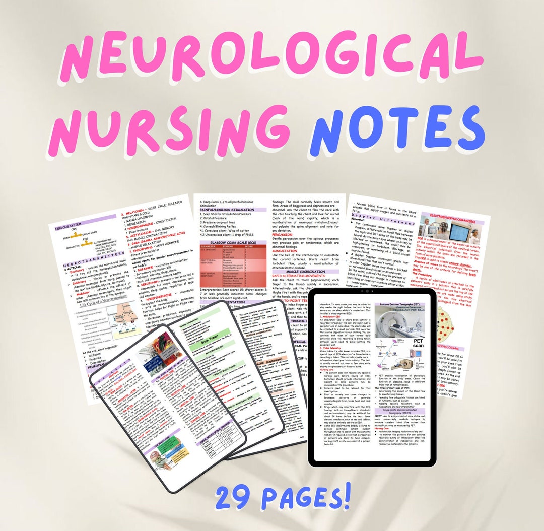 Neurological Nursing Notes Printable Summary of Medical Notes Nursing ...