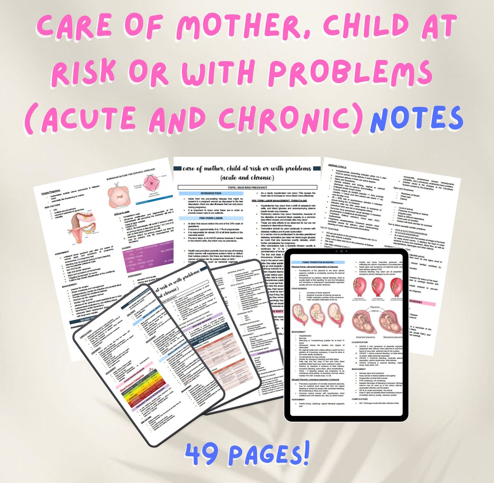 Maternal & Child Notes | Care of Mother, Child at Risk or With Problems ...