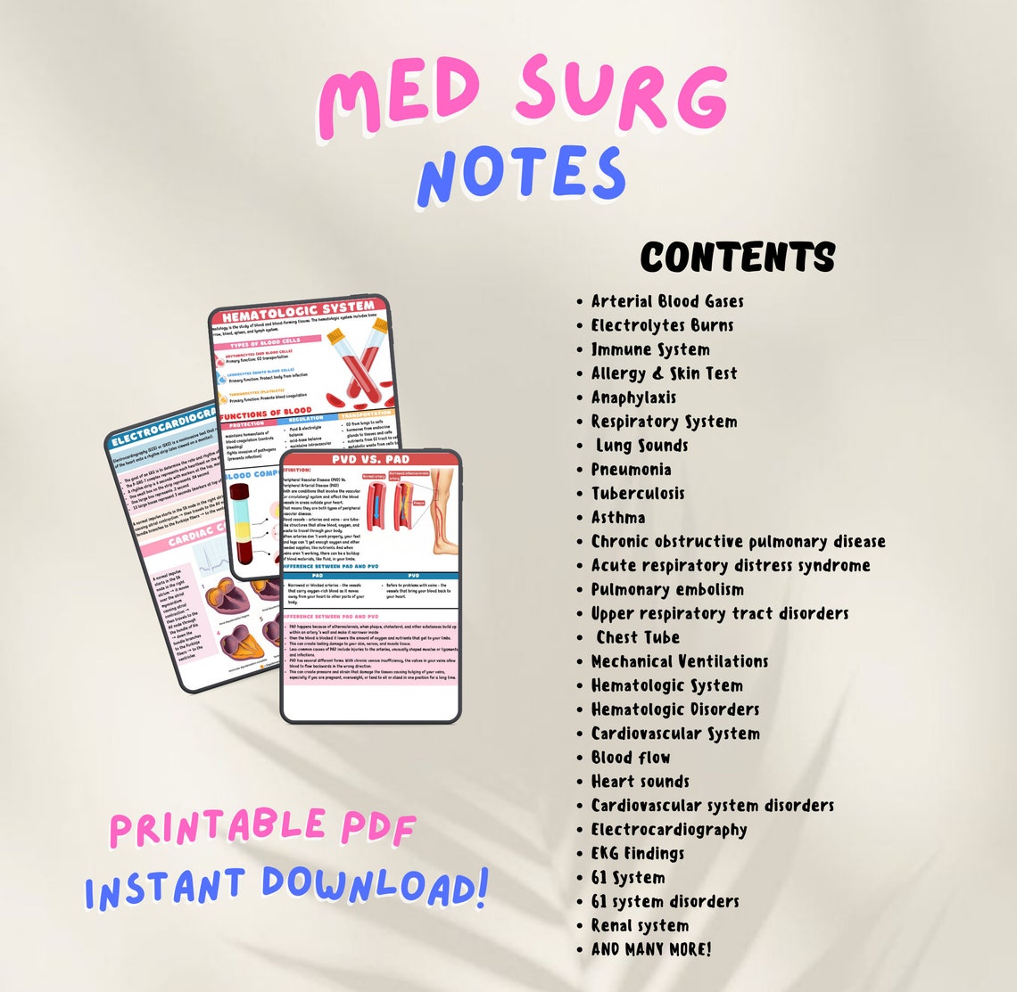 Medical-surgical Nursing Notes Study Guide (digital Download) - Etsy