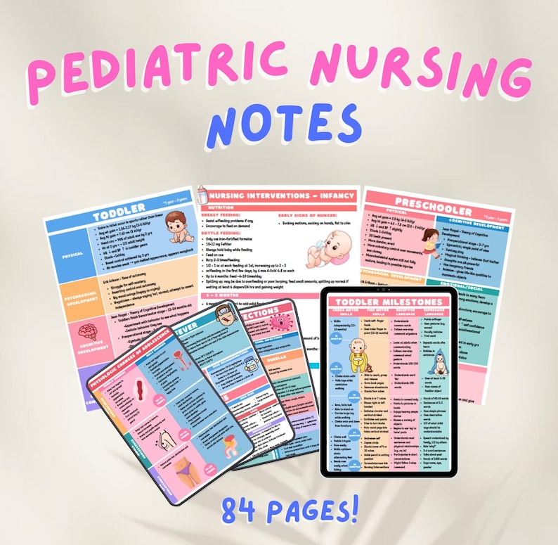 Pediatrics Notes Bundle Pediatric Nurse Nursing Study Sheet Nursing ...
