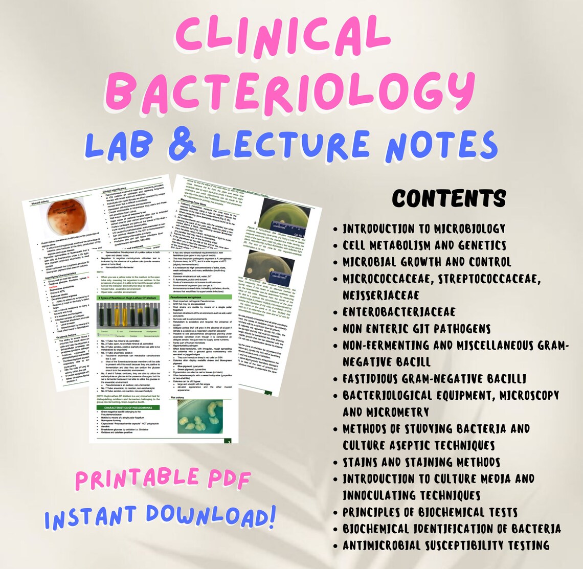 Clinical Bacteriology Lab & Lecture Notes | Medtech Study Guide ...