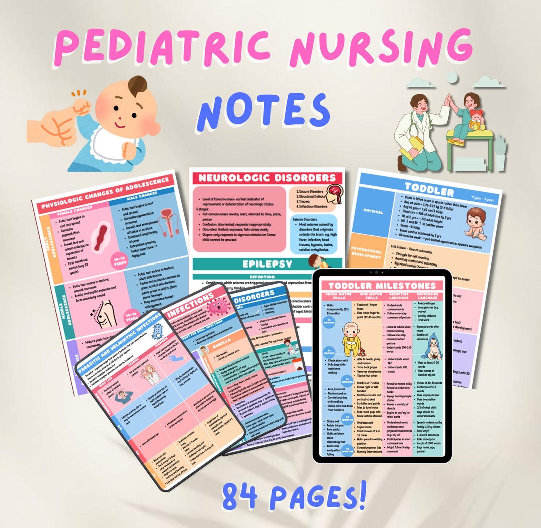 Pediatrics Notes Bundle Pediatric Nurse Nursing Study Sheet Nursing ...