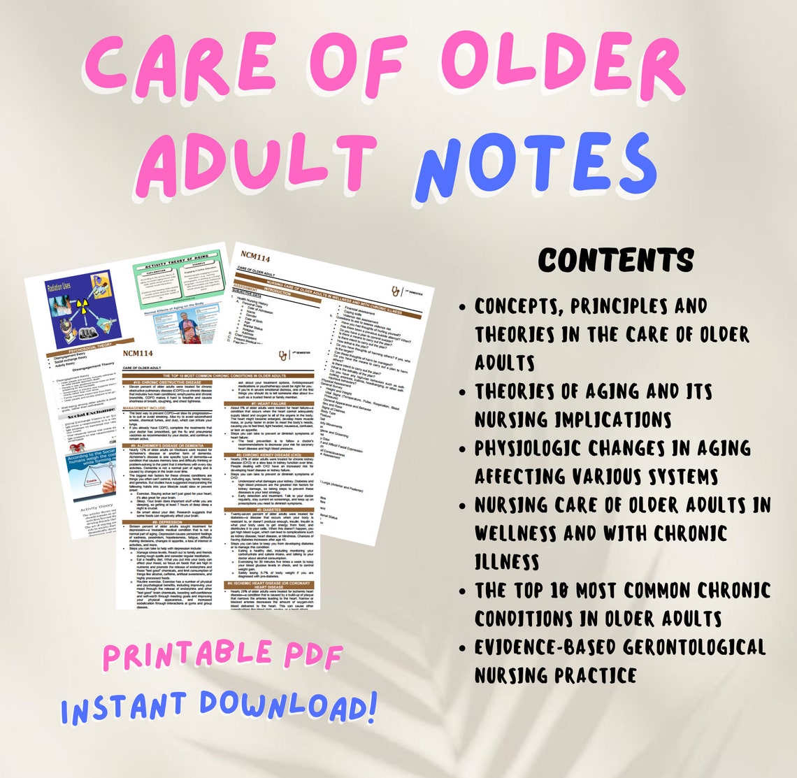 Care of Older Adult Notes | Geriatric Nursing NCLEX Study Guide for ...