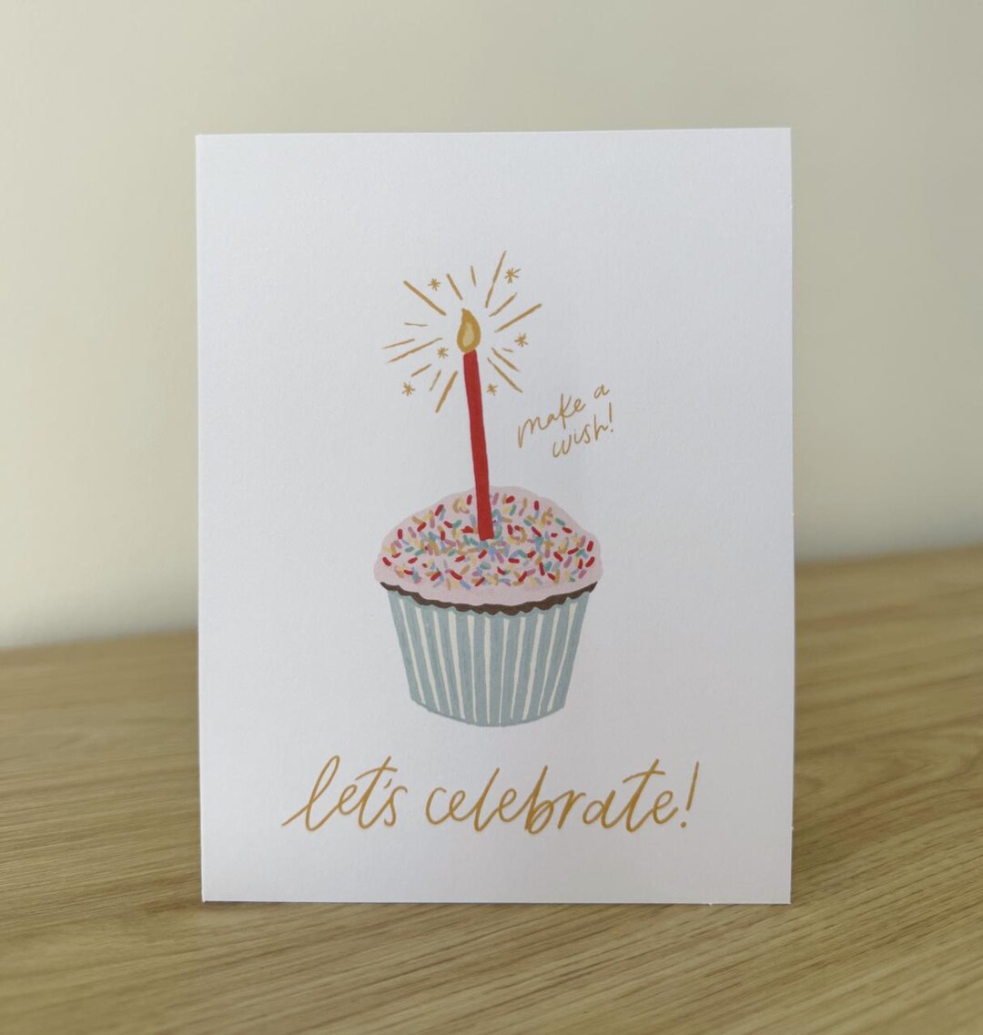 Birthday Card, Cute Cupcake Birthday, Card for Her, Hand Drawn Birthday ...