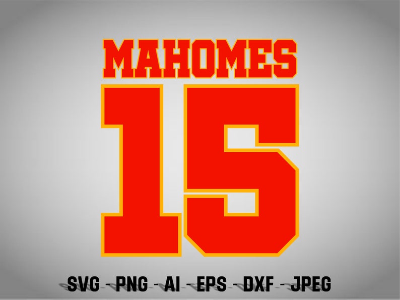 Mahomes 15 Jesery Design SVG Bundle Multiple File Formats Stickers ...