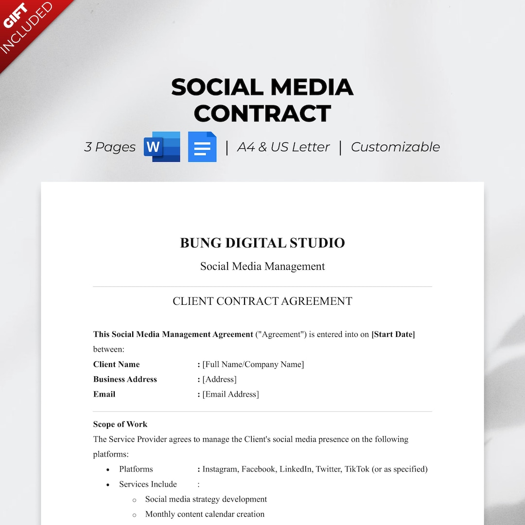 Freelance Social Media Manager Contract Template, Social Media ...