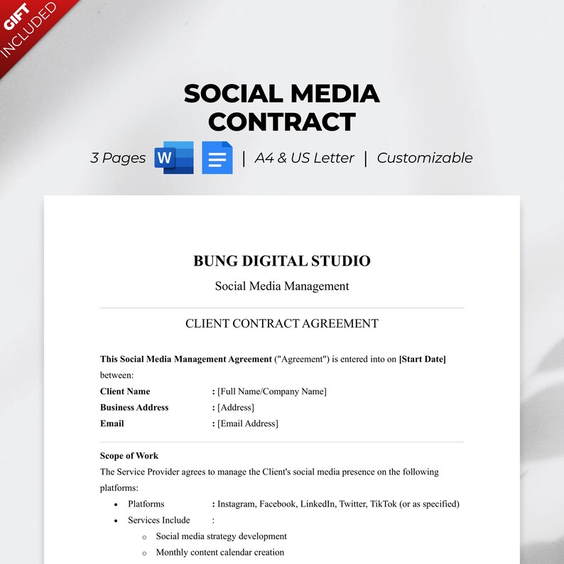 Freelance Social Media Manager Contract Template, Social Media ...