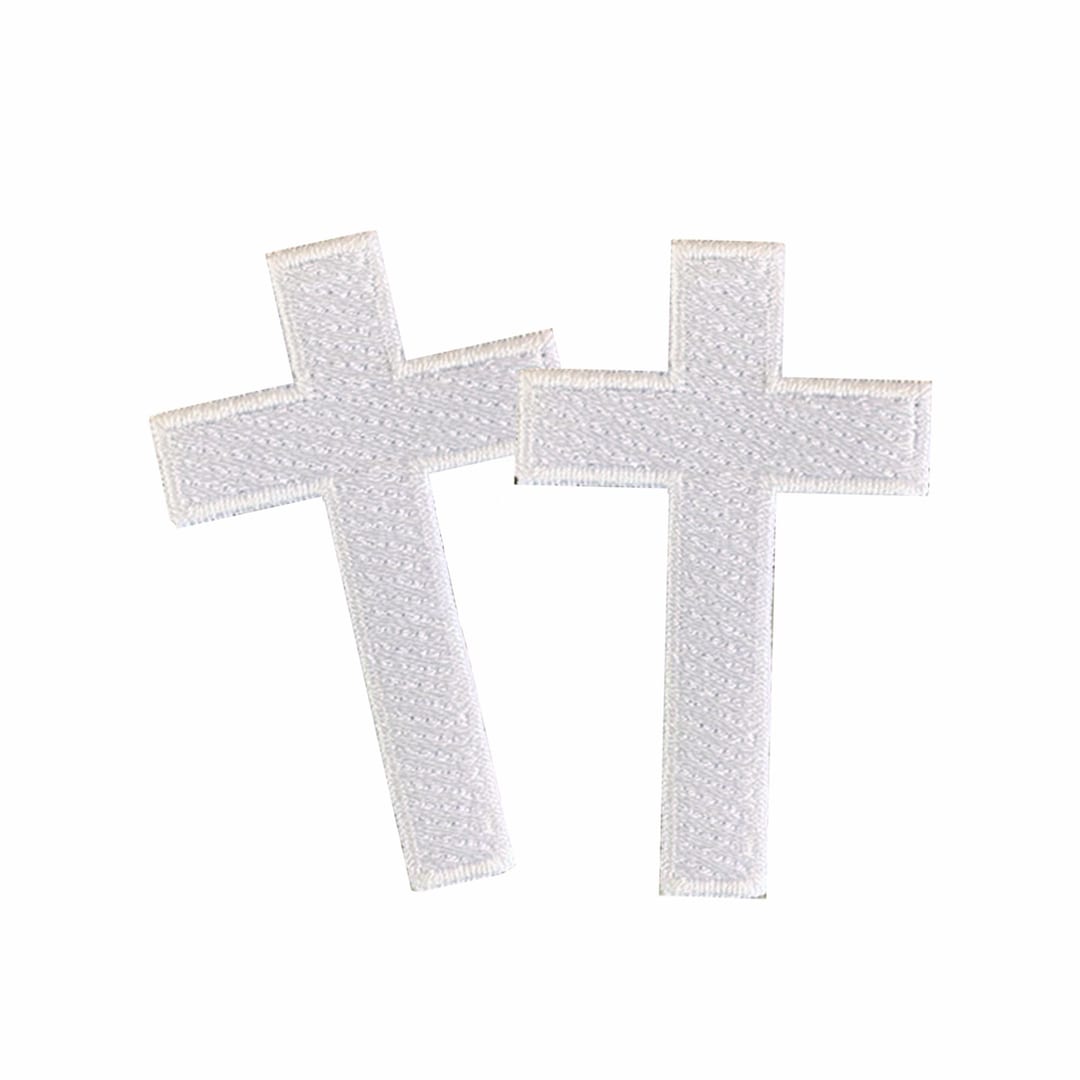 2 Pcs White Cross Iron on Patch , Sew on Embroidered Patch Appliqués - Etsy