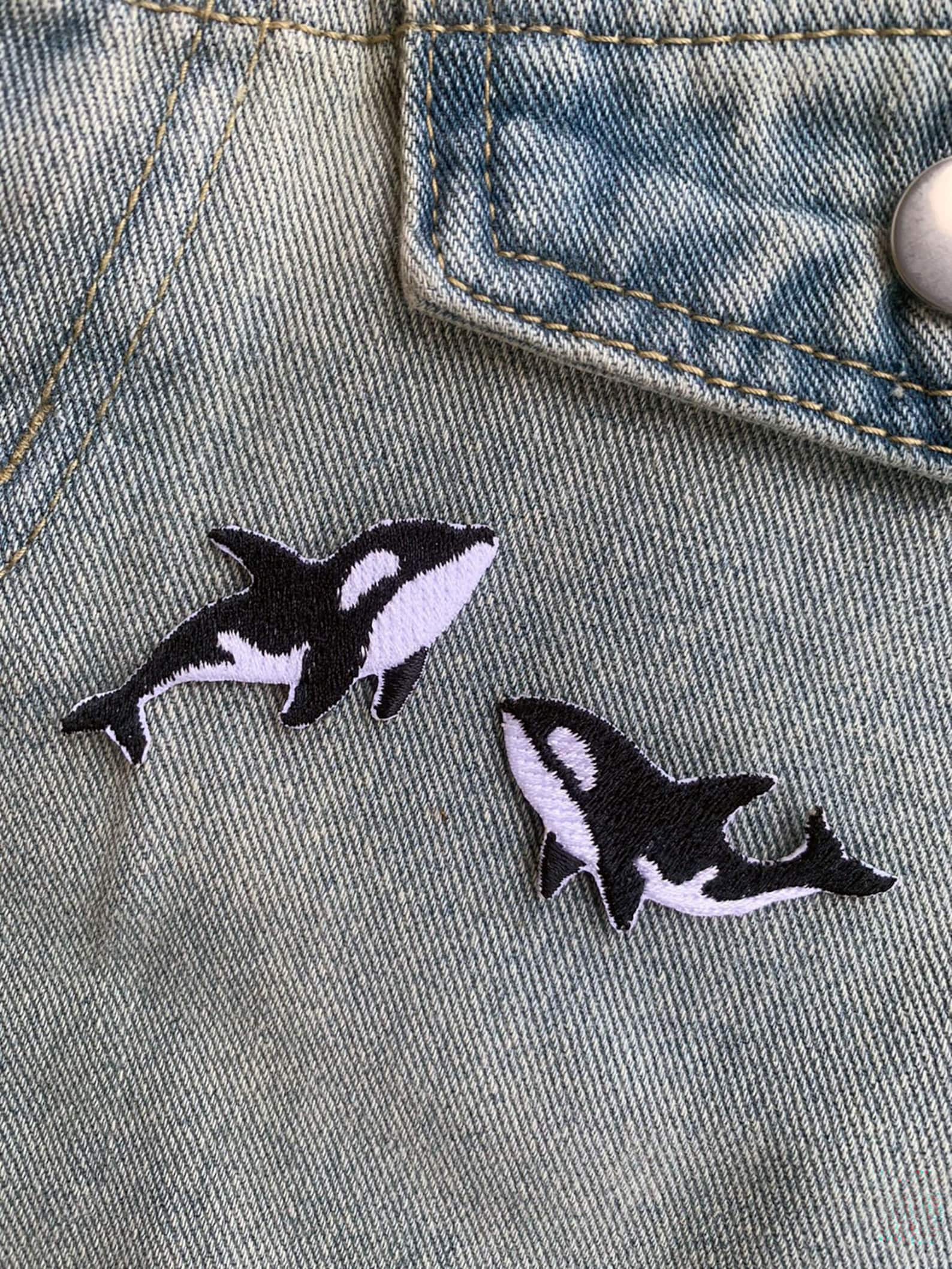 2 Pcs Tiny Killer Whale , Small Killer Whale Iron on Patch , Sew on ...