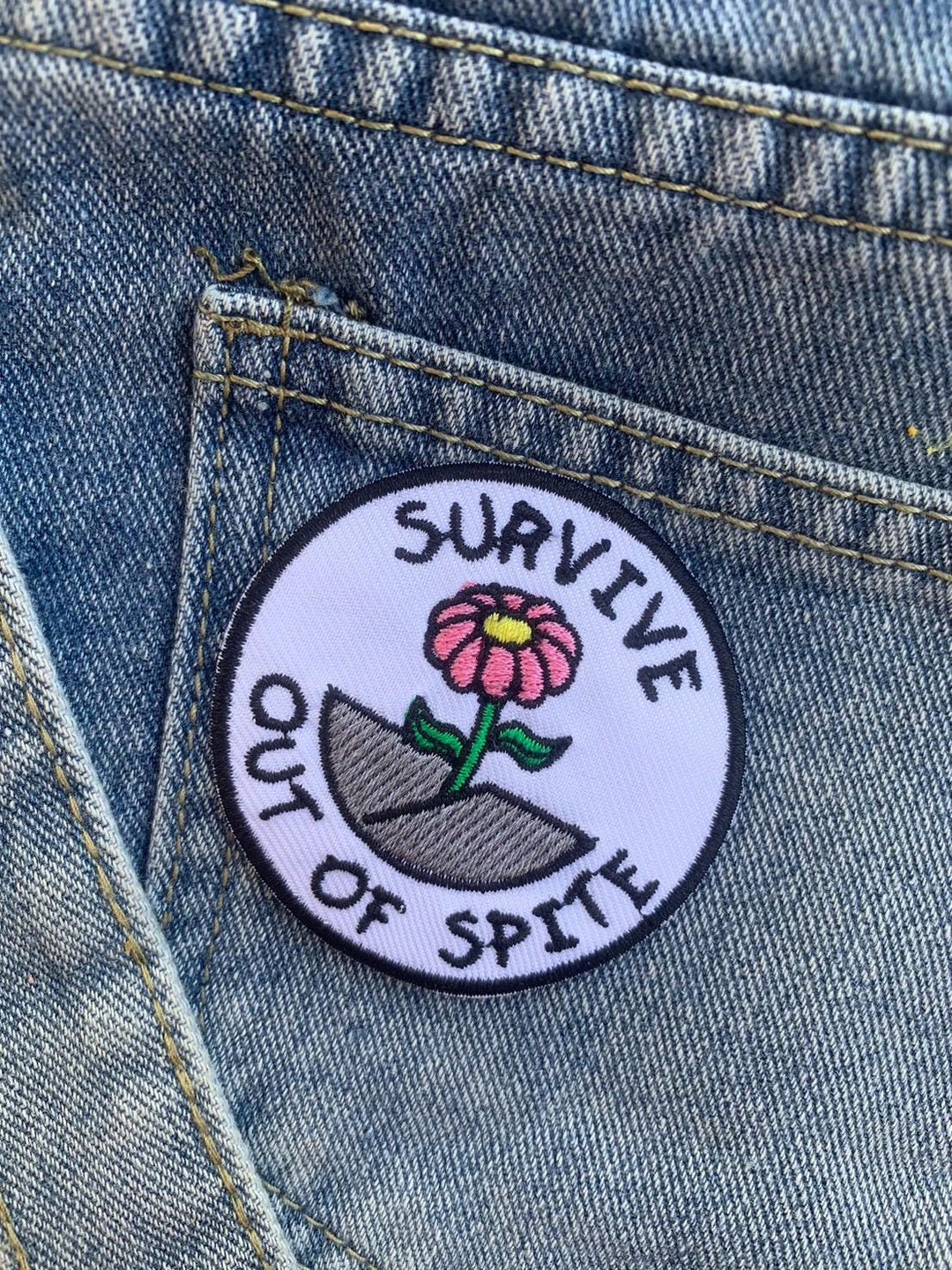 Survive Out of Spite Iron on Patch , DIY Patch for Jacket, Backpack ...