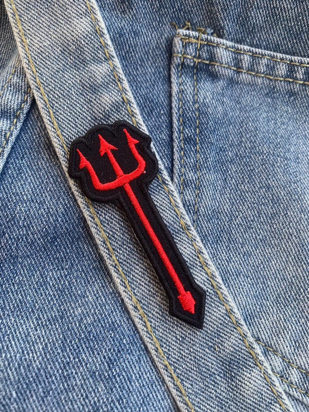 Devil's Pitchfork Iron on Patch , Sew on Embroidered Patch Appliqués ...