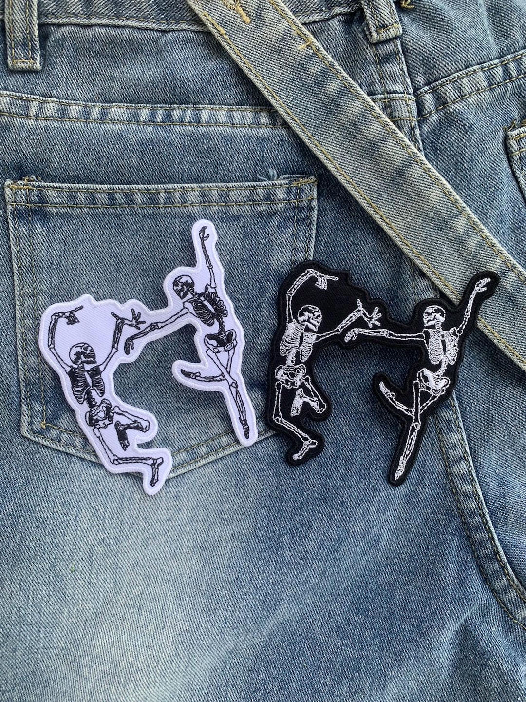 Skeleton Dancing Iron on Patch , DIY Patch for Jacket, Backpack, Jeans ...