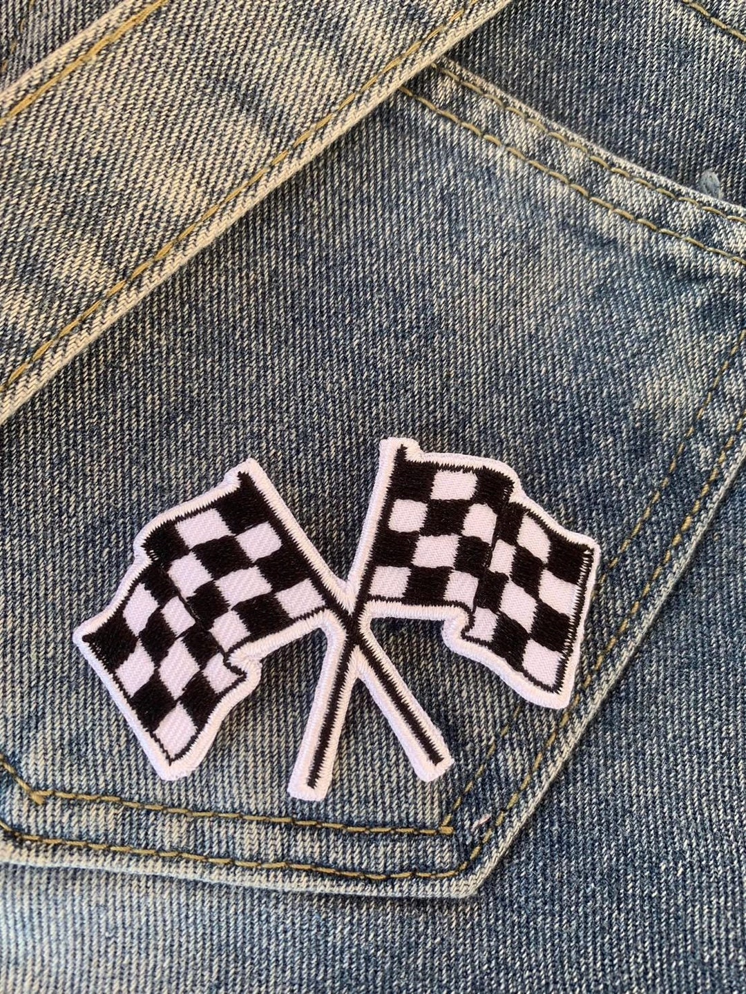 Racing Flag Iron on Patch , Sew on Embroidered Patch Appliqués - Etsy