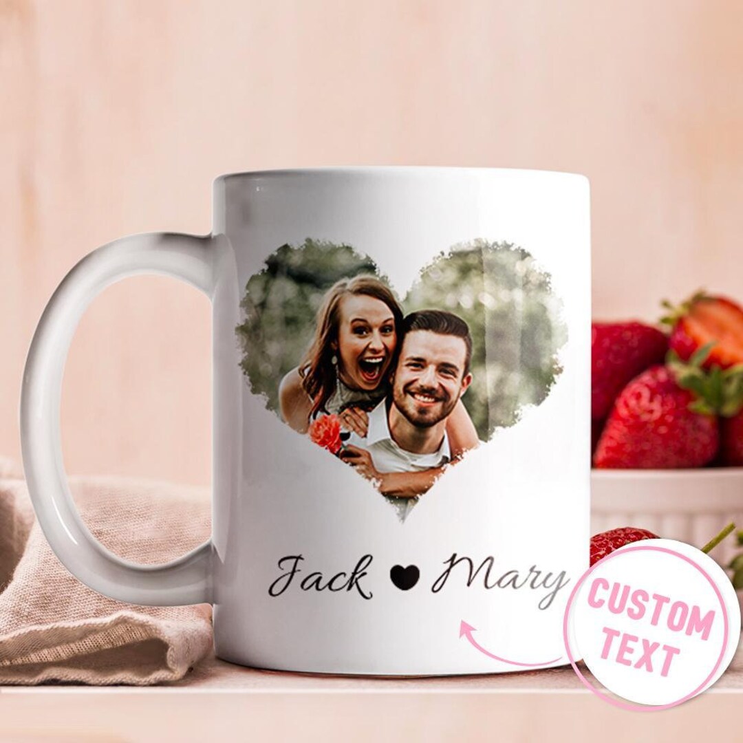 Personalized Couple Heart Custom Photo Mug - Etsy