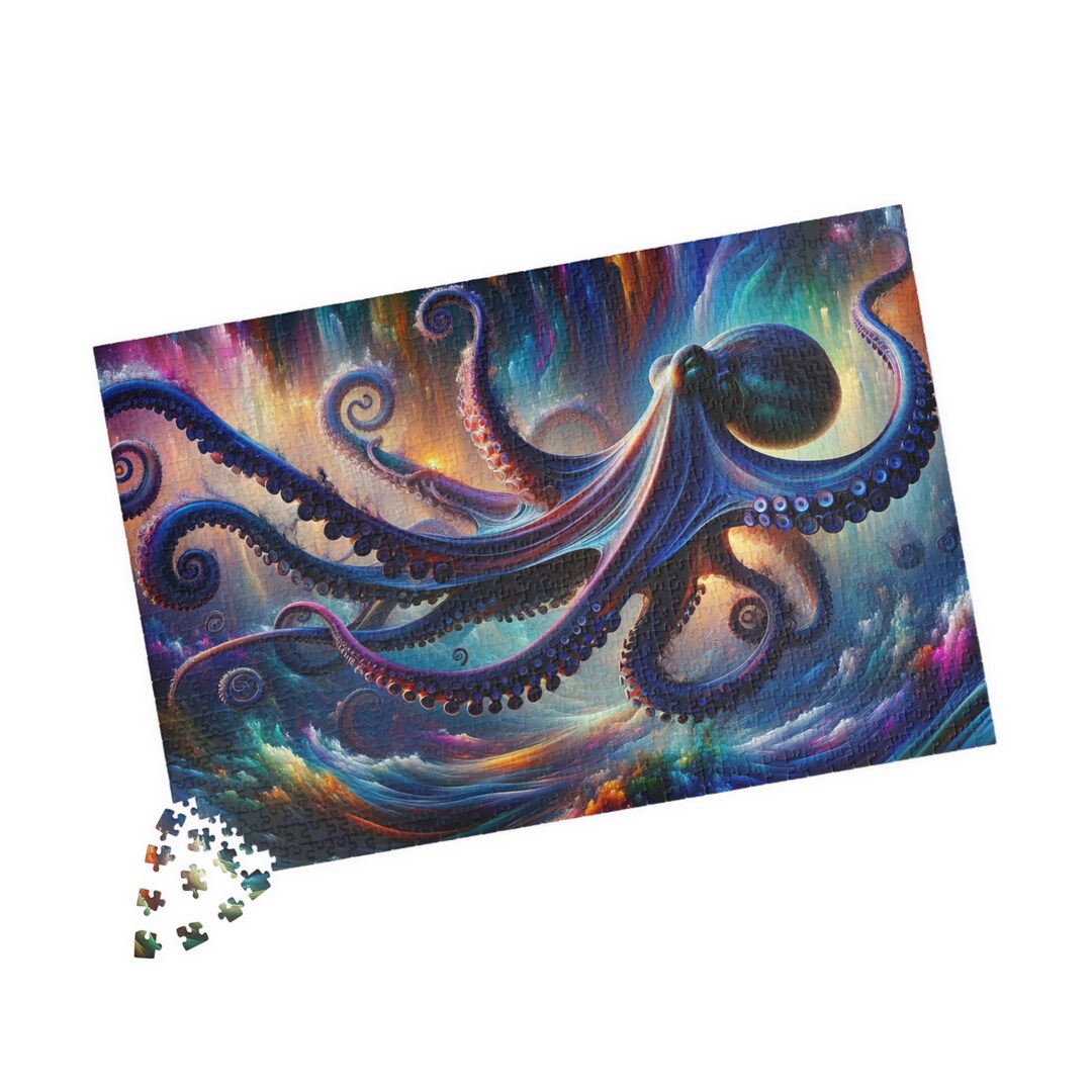 Puzzle, Vibrant, Octopus, Abstract Art Puzzle, 1000 Piece Puzzle ...