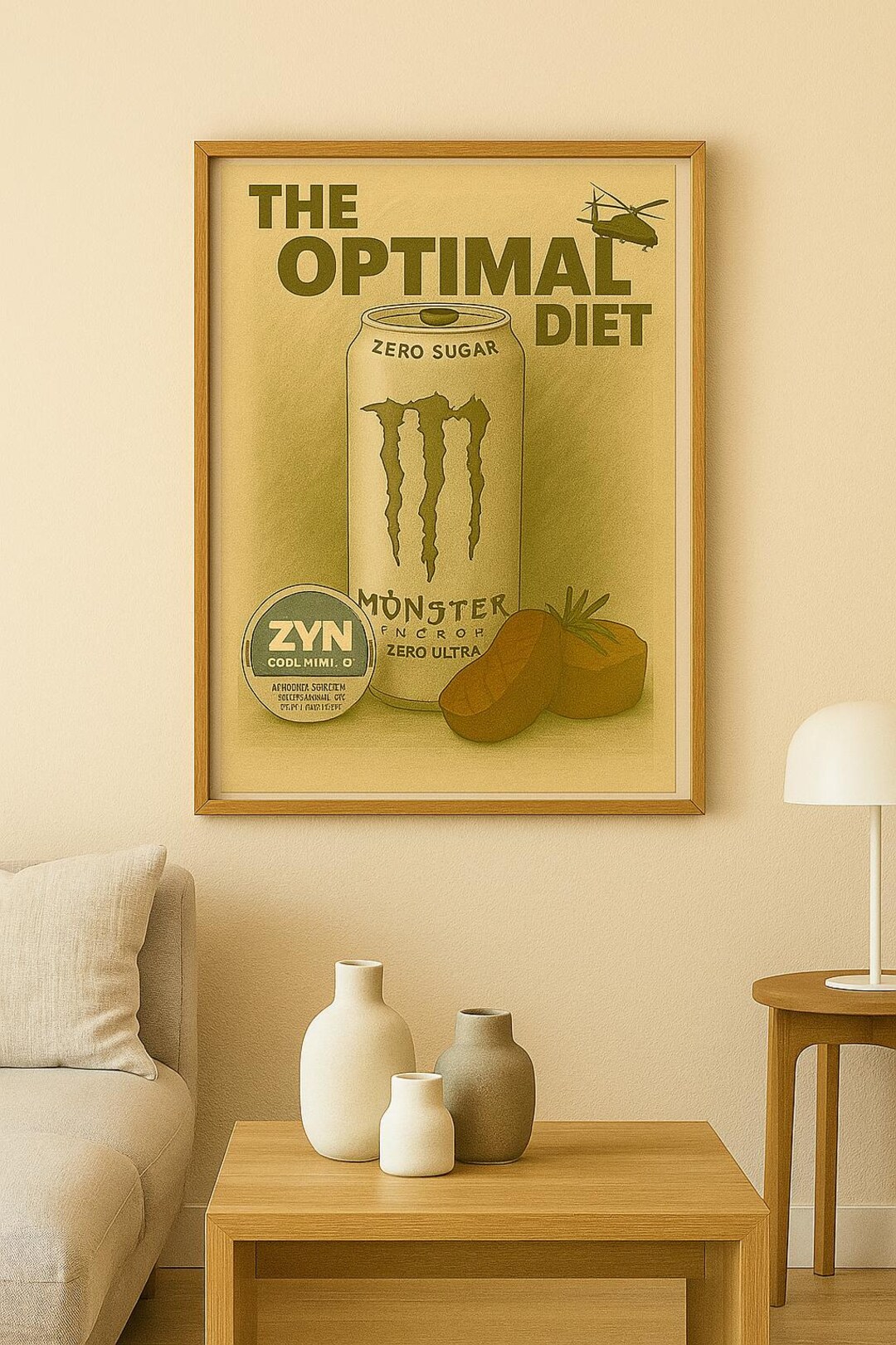The Optimal Diet Poster – Funny Digital Frat Wall Art, Monster Energy ...