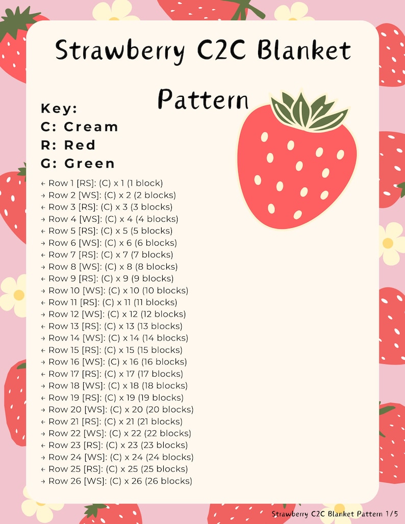 Strawberry C2C Blanket Pattern - Etsy