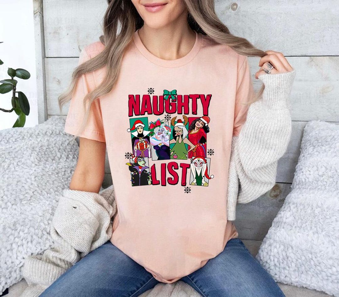 Disney Villains Naughty List Maleficent Ursula Cruella Christmas Shirt ...
