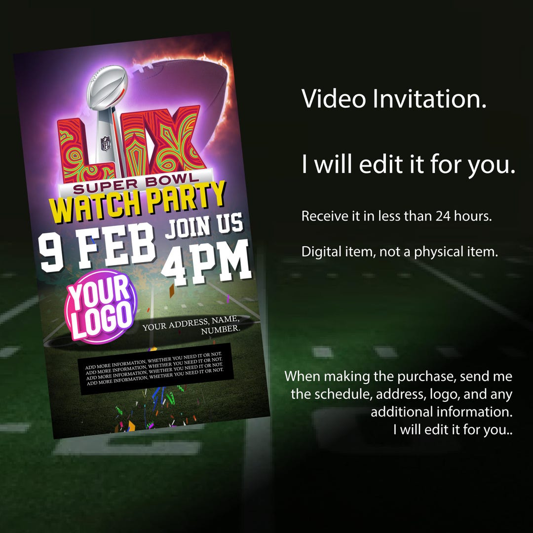 Super Bowl LIX 2025 video invitación - Etsy México