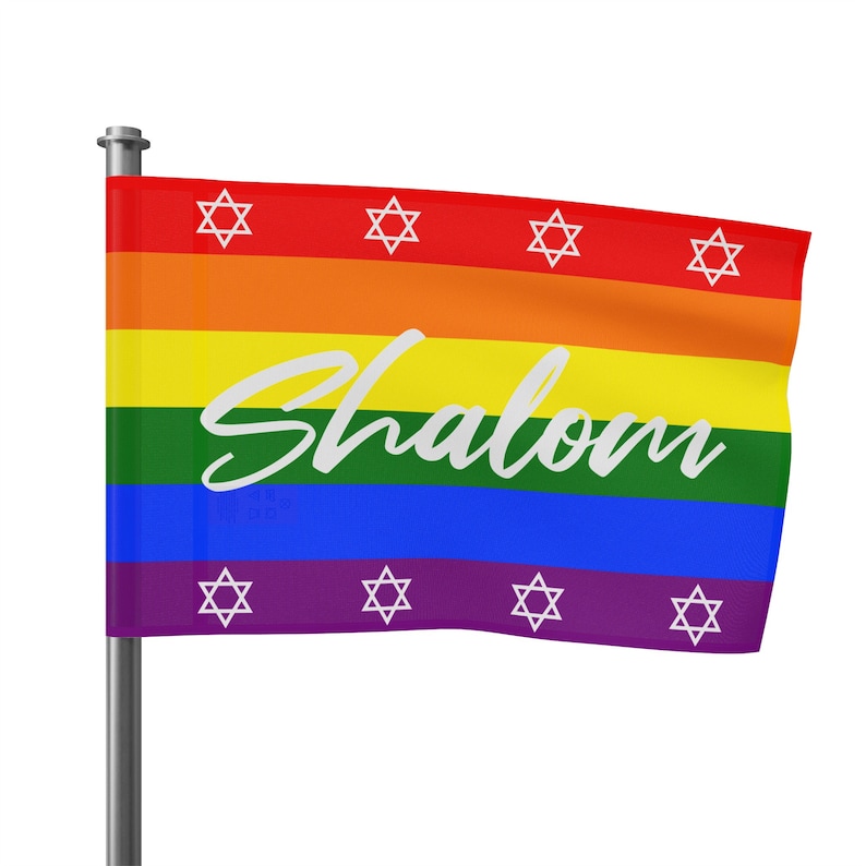 Hebrew Shalom Pride Flag Jewish Gay Pride Israel Pride Queer Jewish ...