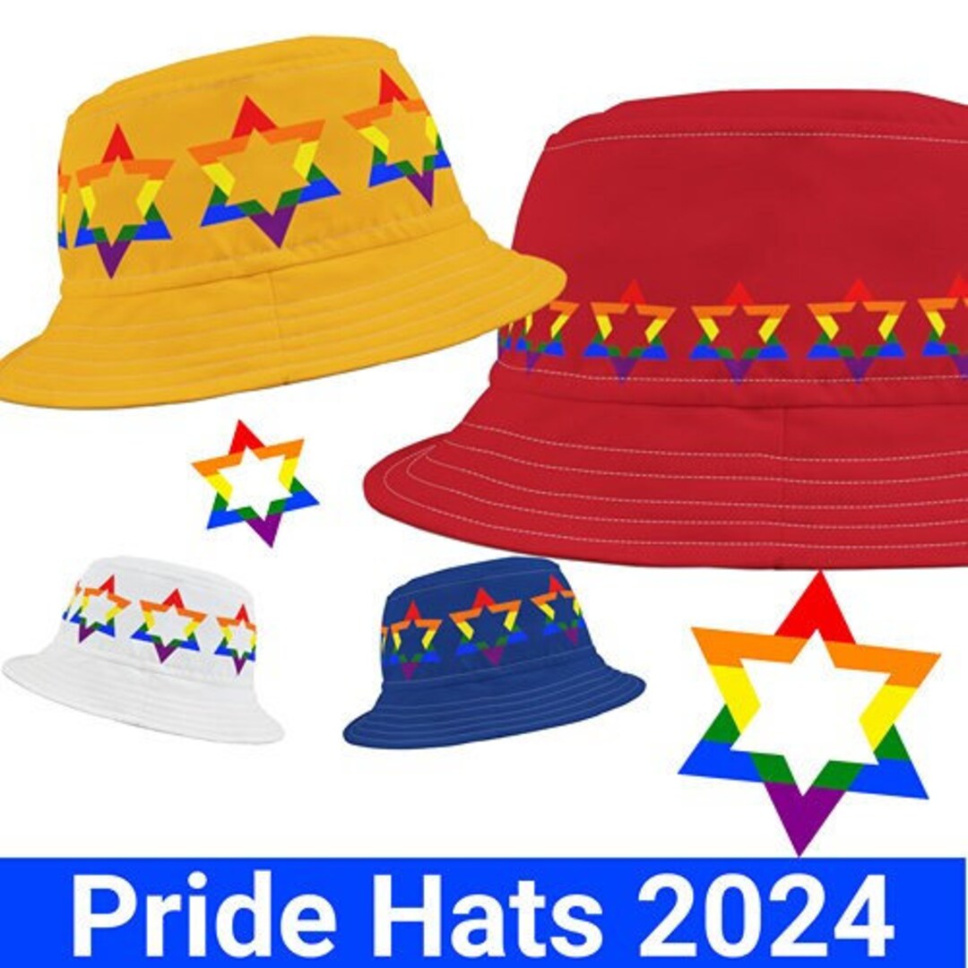 Jewish Gay Pride Bucket Hat Israel Gay Pride Queer Jewish LGBTQ+ Pride ...