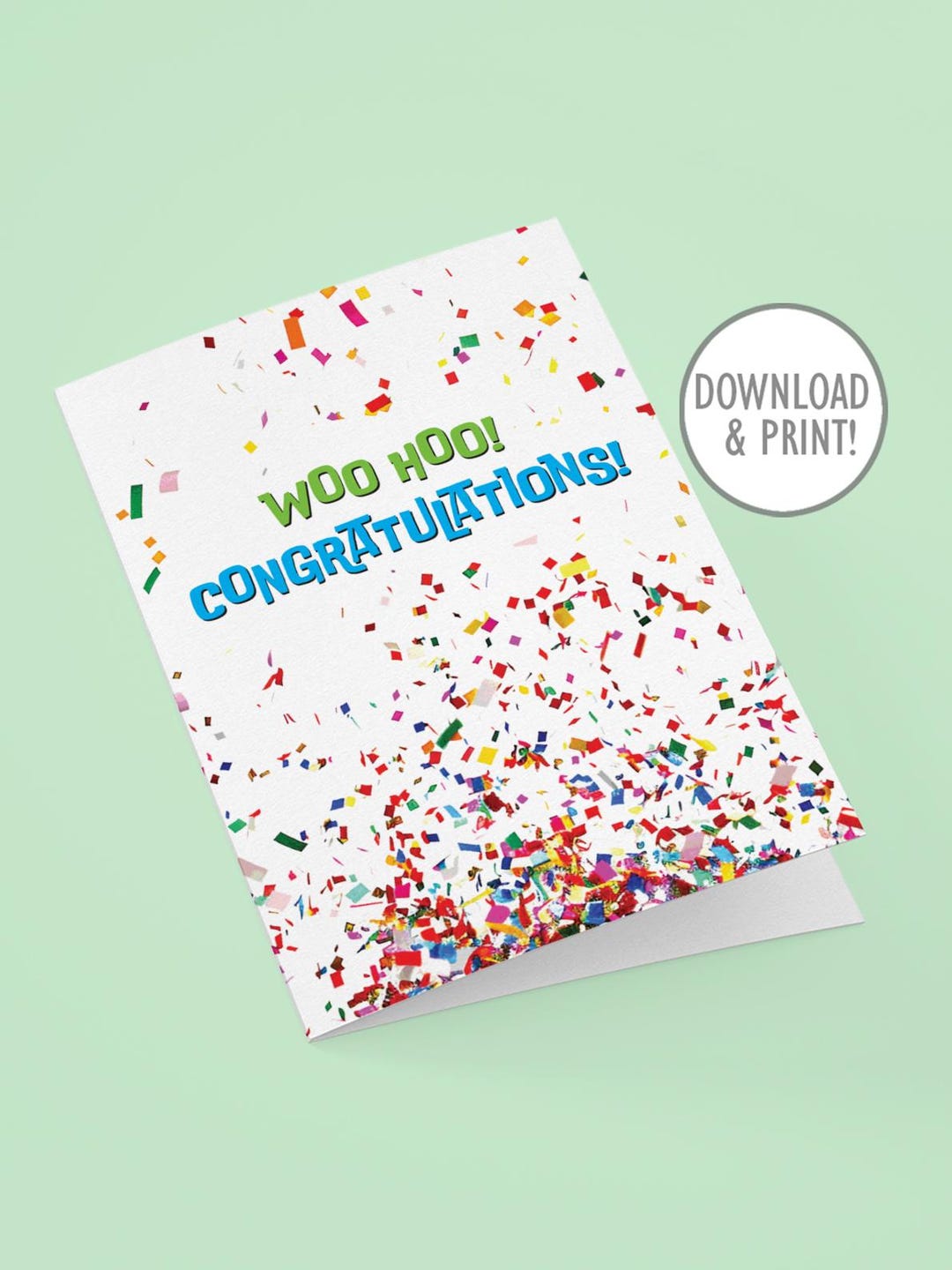 Congratulations Card: Confetti Celebration (instant Download PDF) - Etsy