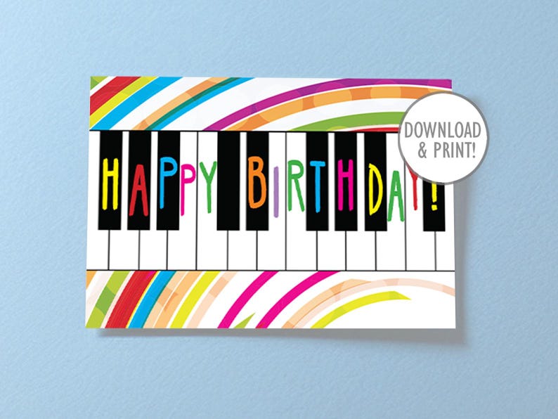Piano Keys Happy Birthday Card: Printable Music Lover Gift (digital ...