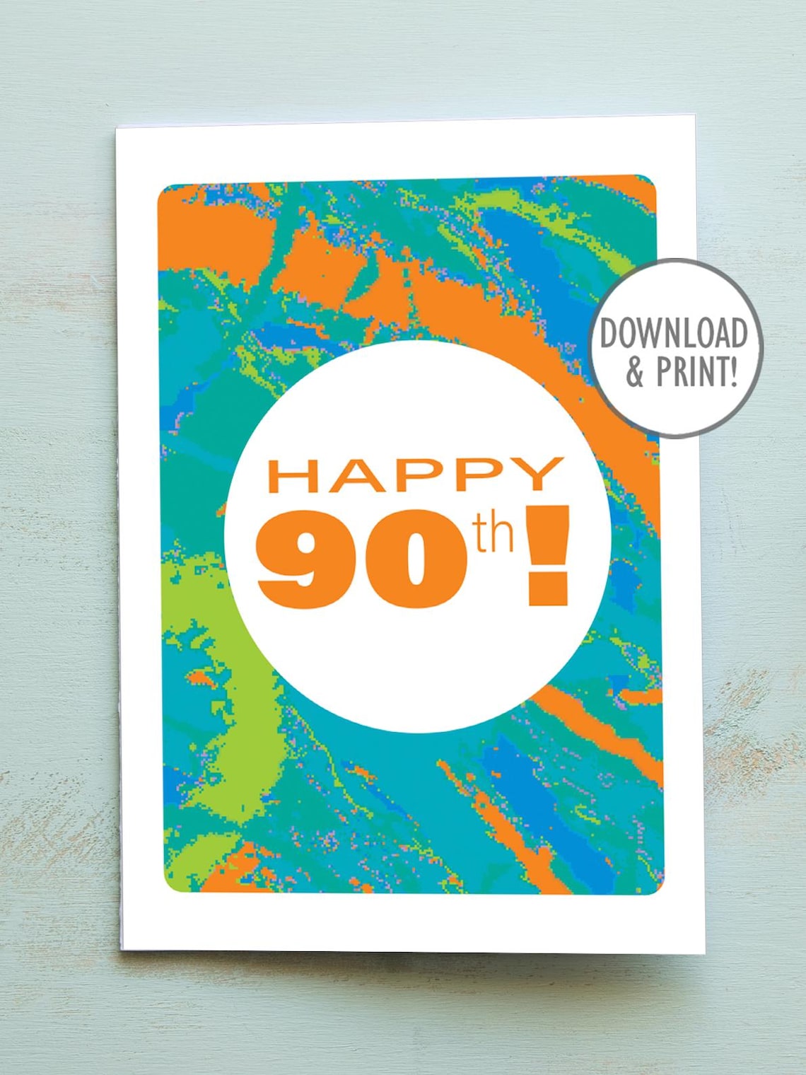 90th Birthday Card Printable: Colorful Design (digital Download) - Etsy