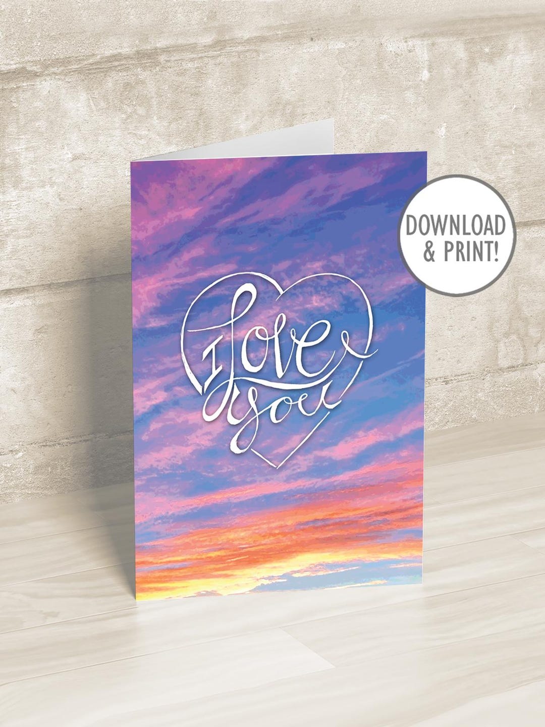 I Love You Printable Card, Hand Lettering, Instant Download PDF, 5"x7 ...