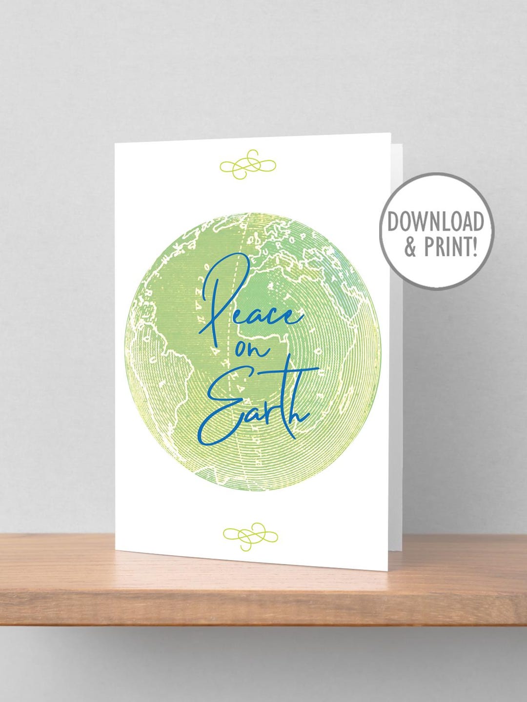 Peace on Earth Christmas Card: Printable Holiday Card (PDF) - Etsy