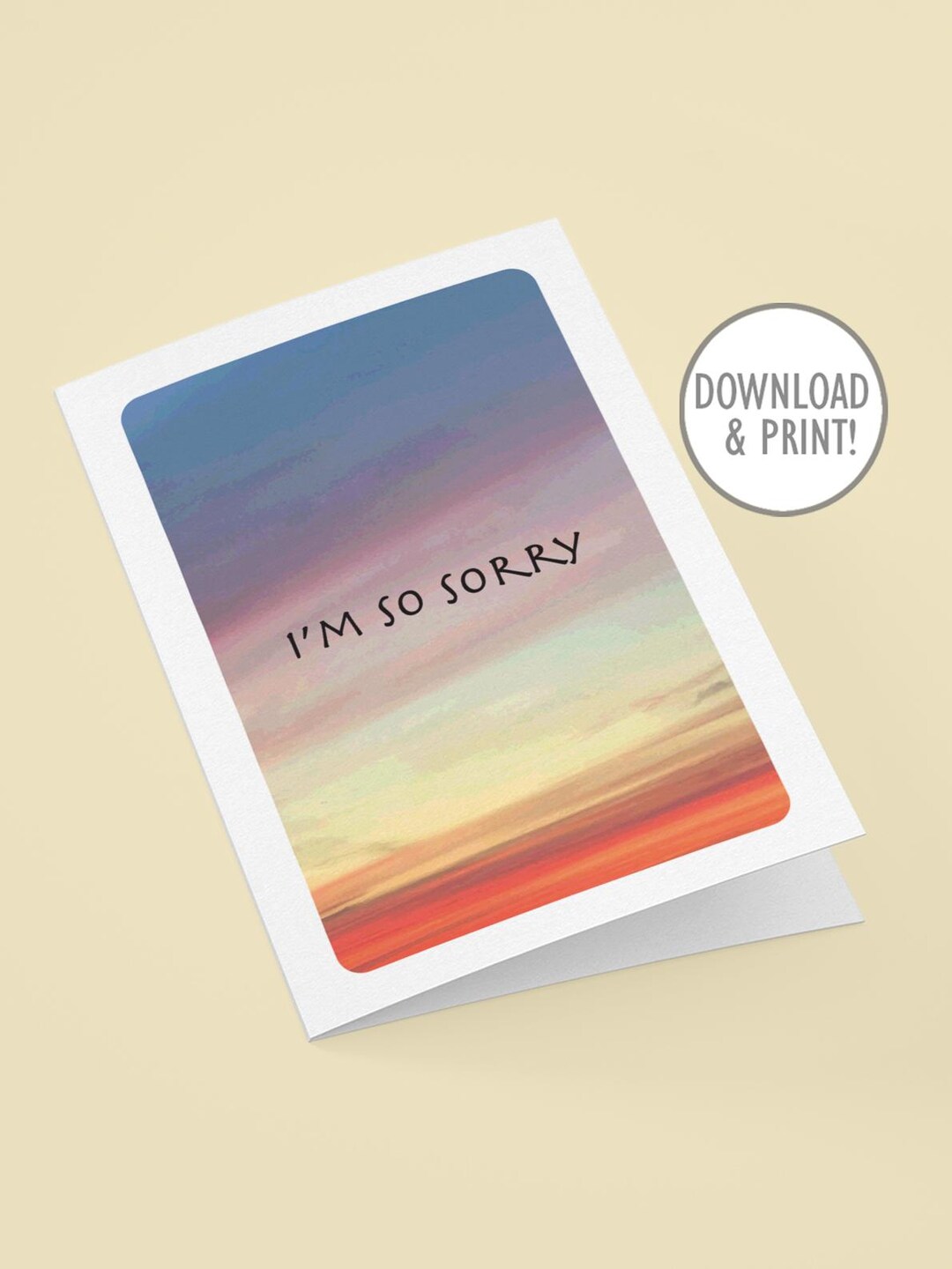 I'm so Sorry Printable Card, Cloud Photo, Instant Download PDF, 5"x7 ...