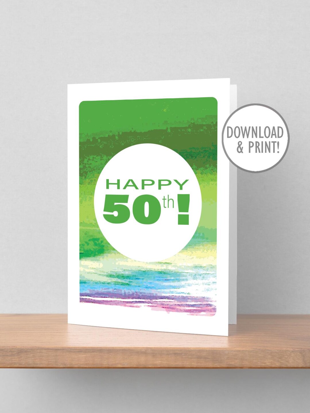 50th Birthday Card Printable: Colorful Design (PDF) - Etsy
